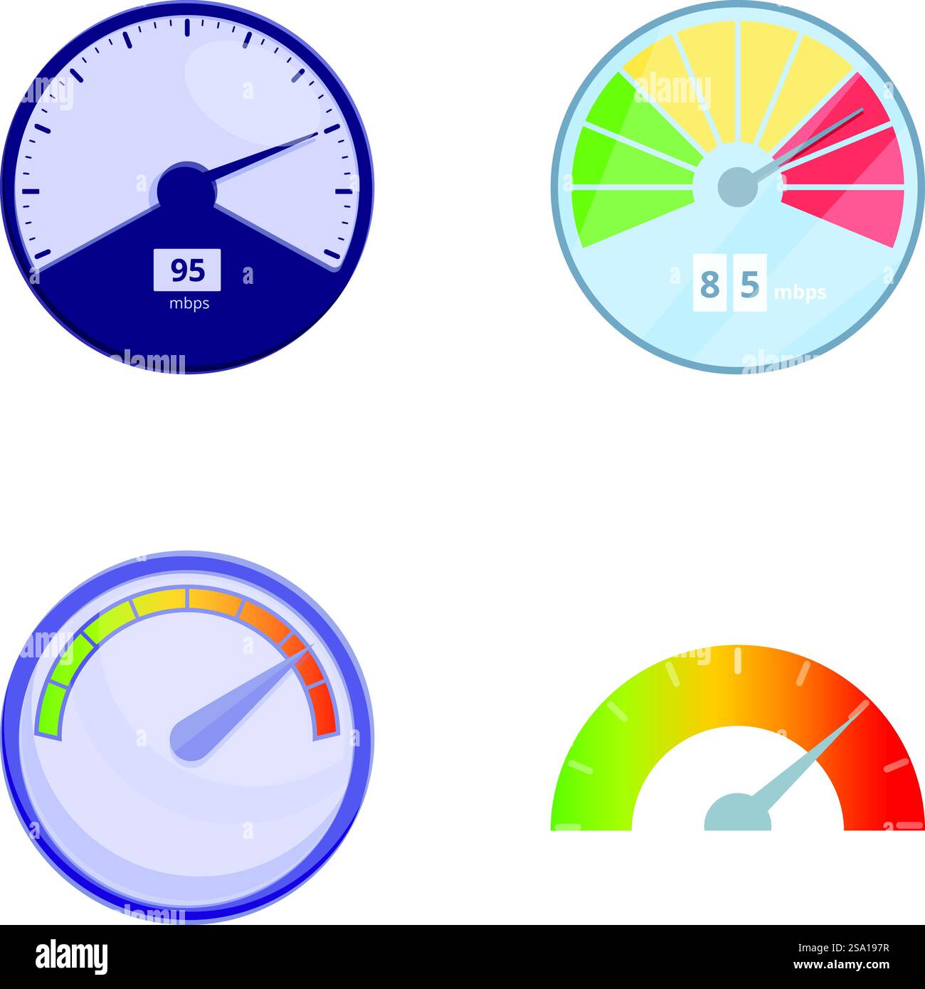 Speedometer Icons Set Cartoon Vector Different Type Of Speedometer Speed Dial Indicator