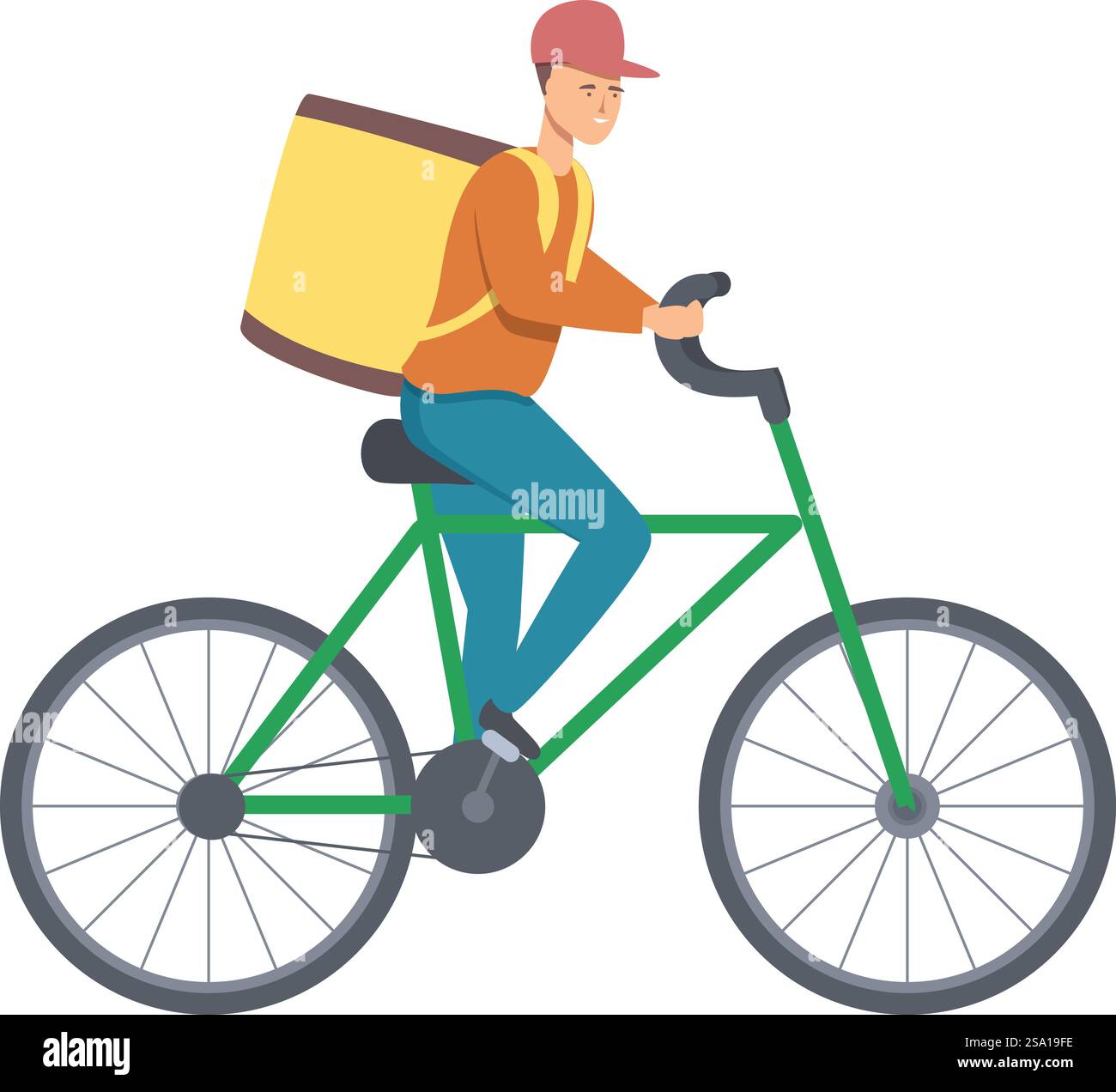 Bicycle courier backpack icon cartoon vector. Vehicle rider. Mobile ...