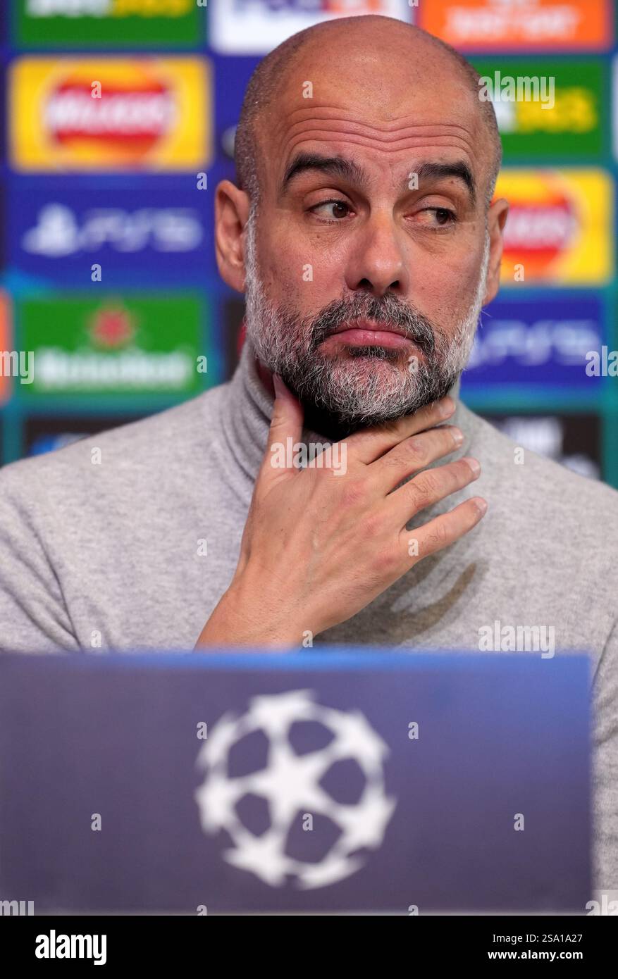 Manchester City manager Pep Guardiola during a press conference at the ...