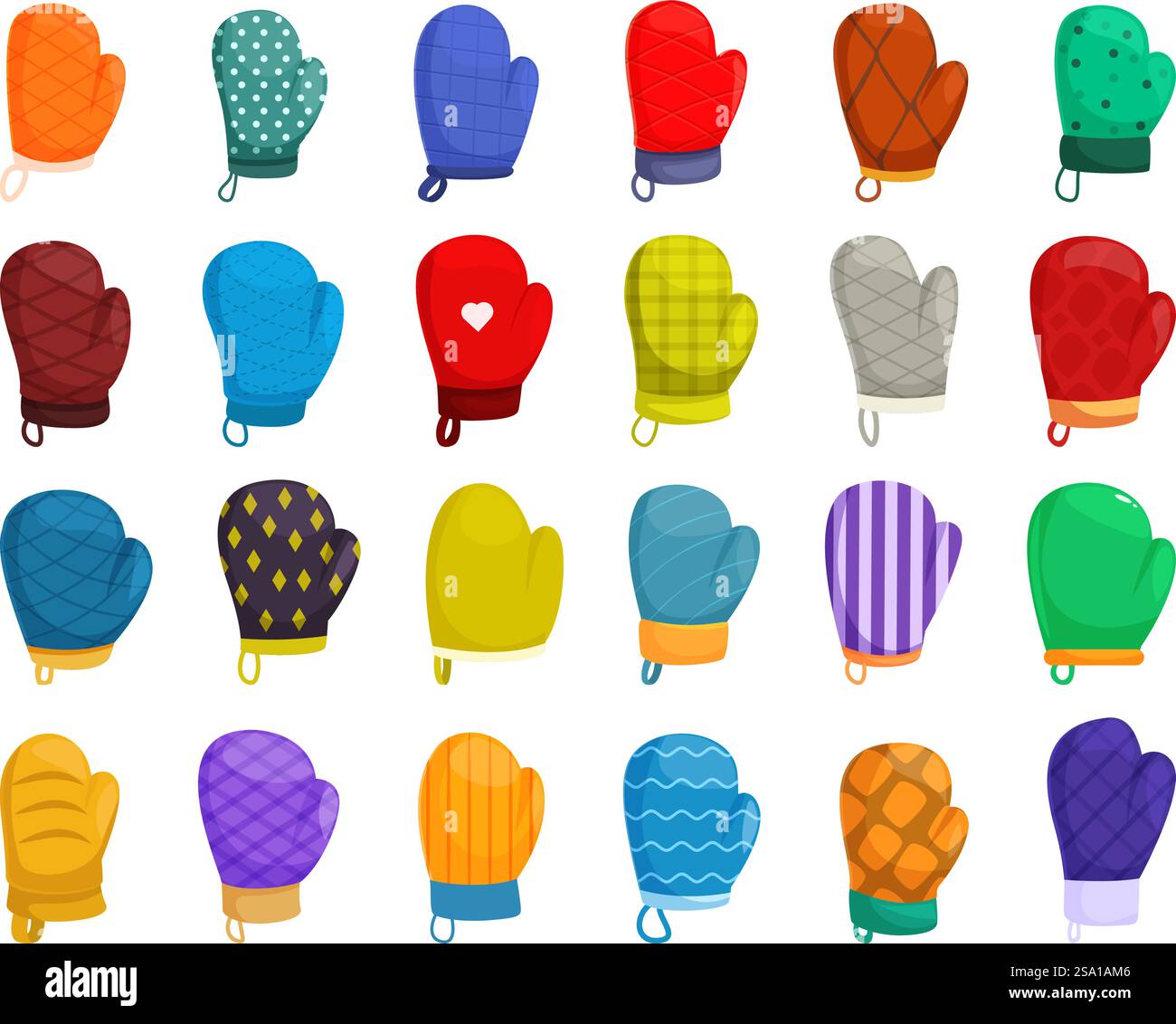 Fireproof kitchen mittens icons set cartoon vector. Oven glove. Pot hot ...