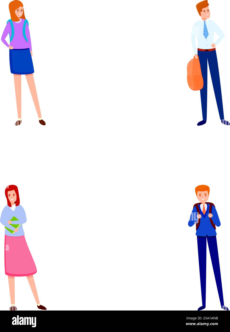 Pupil icons set cartoon vector. Children with backpack in school ...