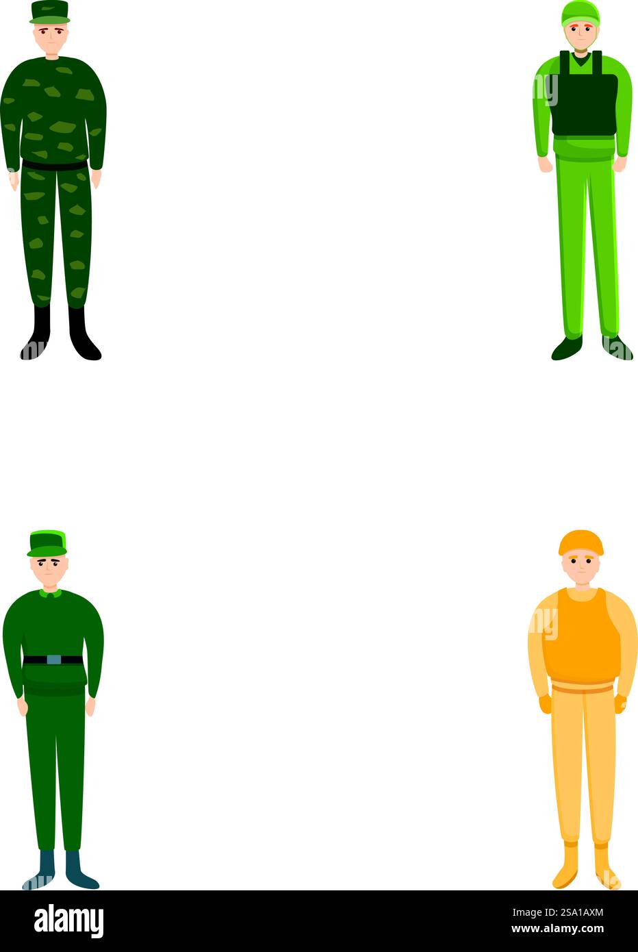 Army soldier icons set cartoon vector. Soldier in camouflage uniform ...
