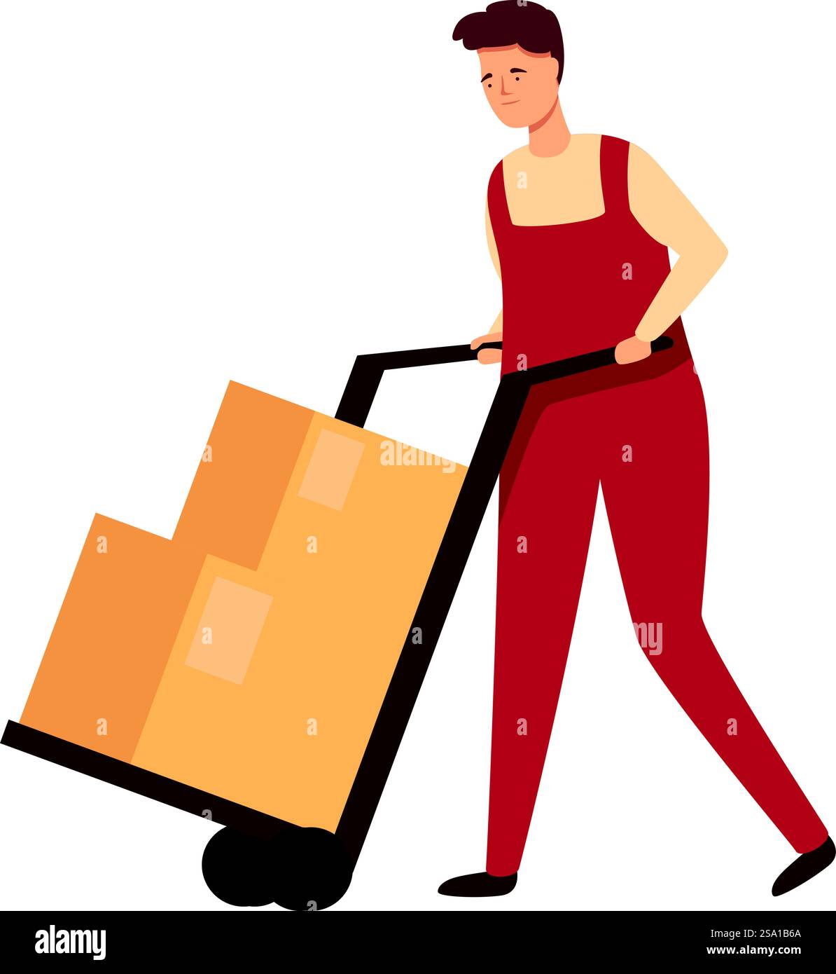 Storekeeper cart box use icon cartoon vector. Room cargo cart. Service ...