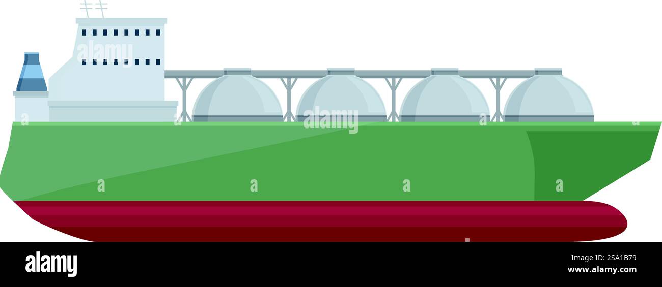 Green color vessel icon cartoon vector. Power tech. Crude cargo port ...
