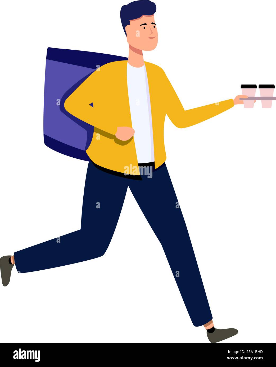 Fast coffee delivery icon cartoon vector. Shipping rider. Fast shop ...