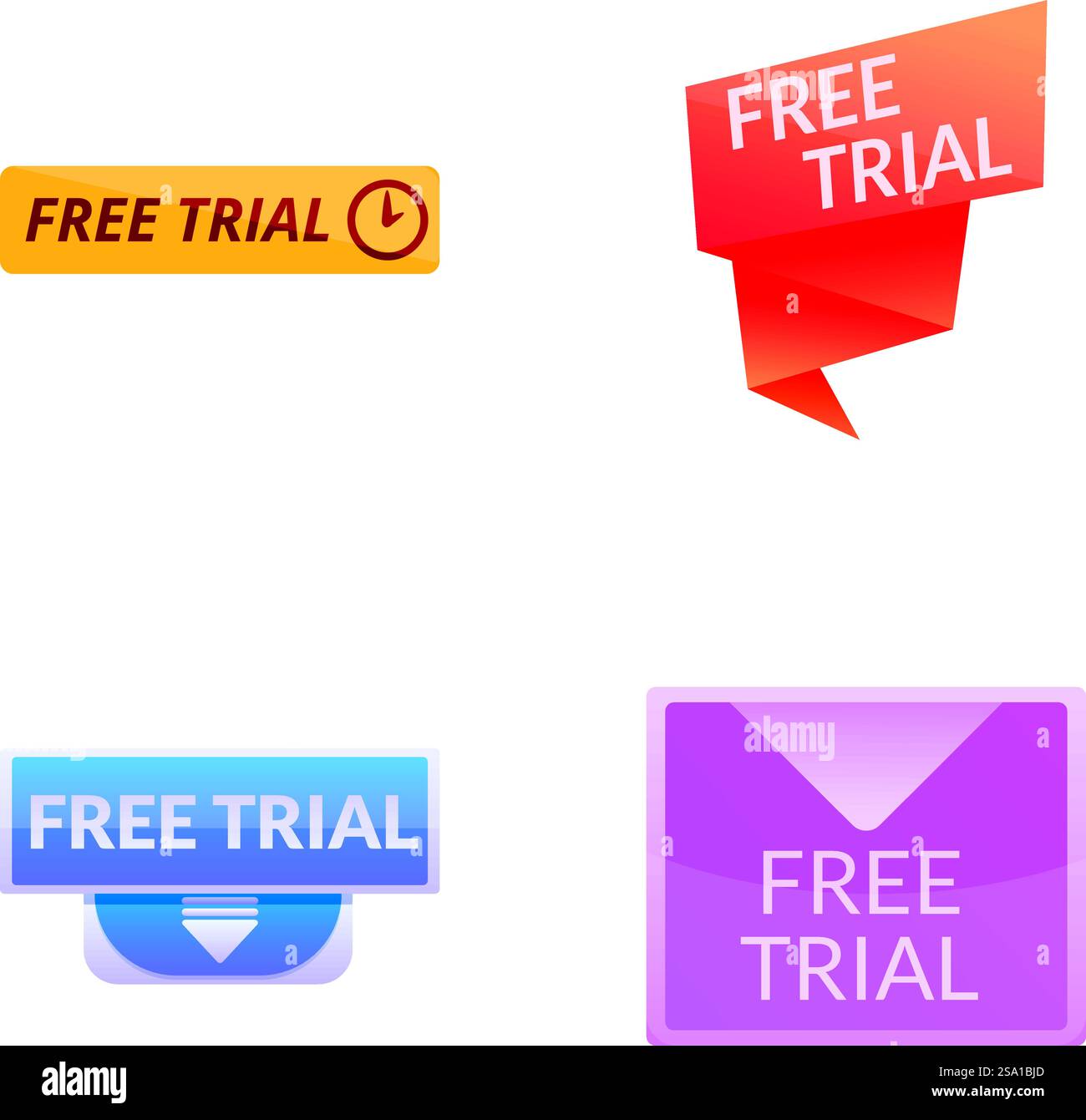 Free trial icons set cartoon vector. Free trial badge and sticker ...