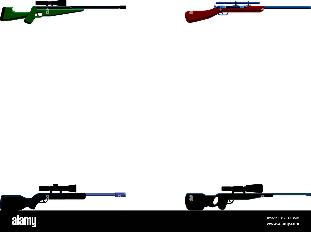 Rifle icons set cartoon vector. Sniper firearm and hunter carbine ...
