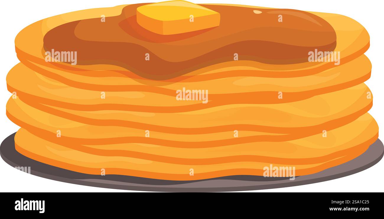 Cream pancake icon cartoon vector. Couple home food. Happy menu. Cream ...