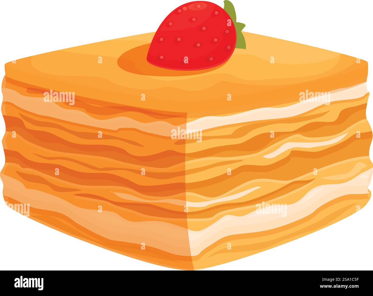 Strawberry fruit cake icon cartoon vector. Napoleon dessert. Holiday ...