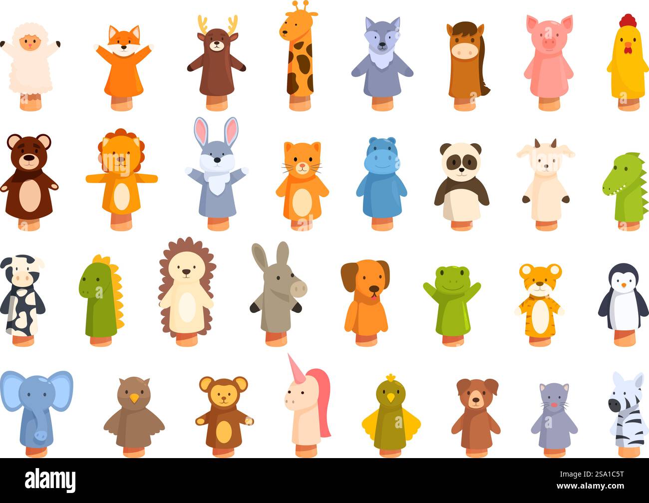 Puppets show icons set cartoon vector. Adult dolly. Children watching ...