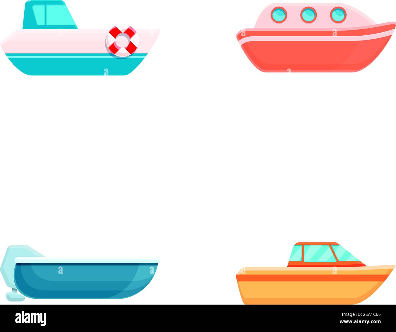 Boat icons set cartoon vector. Different type of cartoon boat. Water ...
