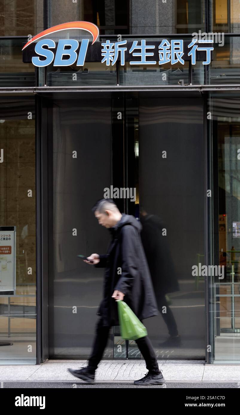 Photo taken on Jan. 28, 2025, shows a building housing SBI Shinsei Bank ...