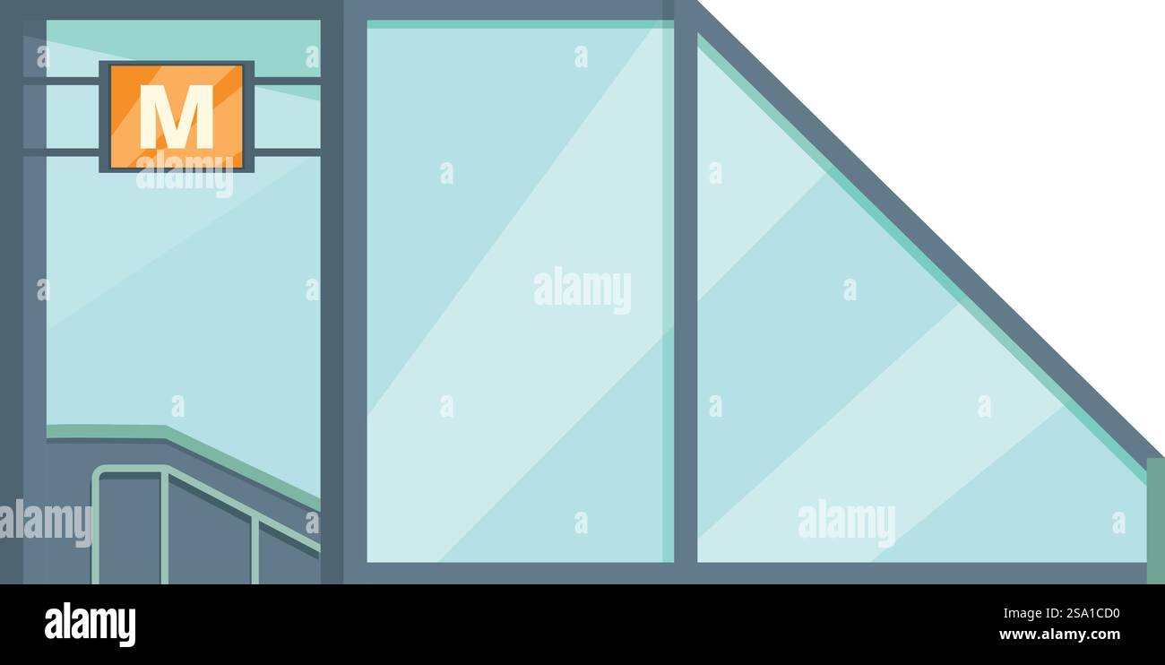 Glass entrance metro icon cartoon vector. Platform ticket. Wagon ...