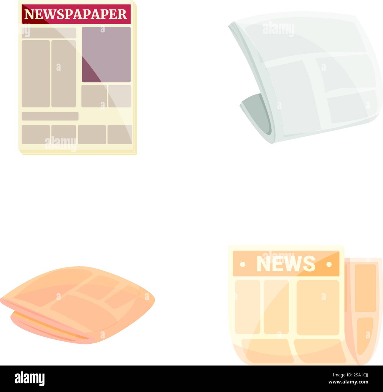 Newspaper icons set cartoon vector. Newspaper with various heading ...
