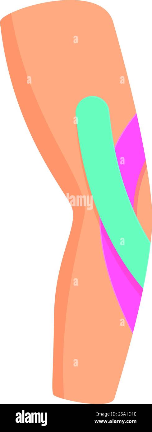 Knee kinesio sport icon cartoon vector. Man tape. Relief pain therapy ...