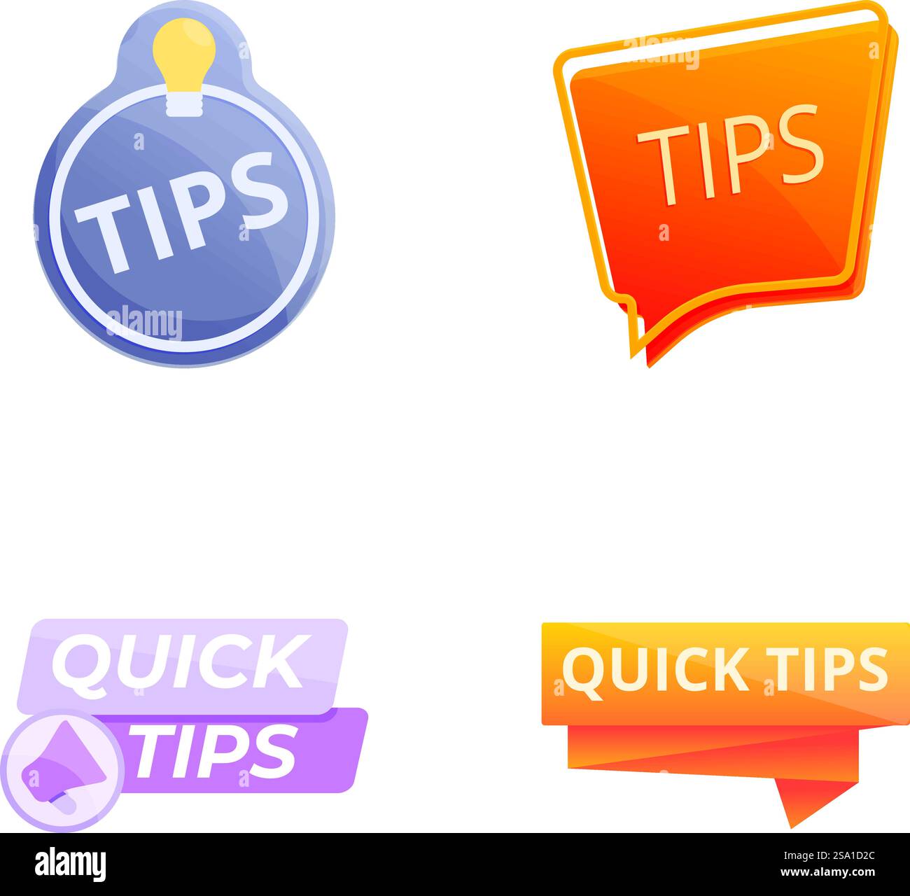 Quick tips icons set cartoon vector quick tips badge hi-res stock ...