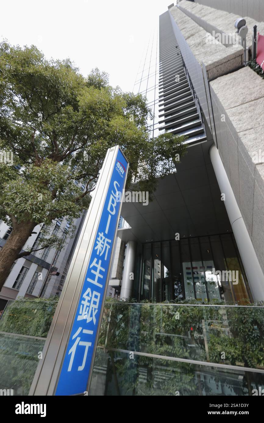 Photo taken on Jan. 28, 2025, shows a building housing SBI Shinsei Bank ...