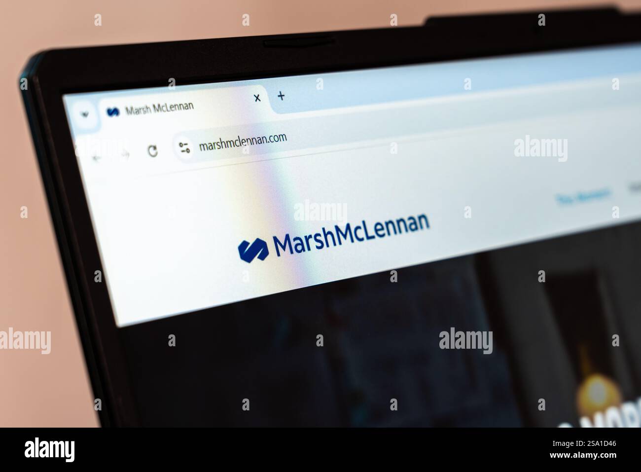 New York, USA - January 26, 2025: Marsh McLennan website homepage displaying logo and ...