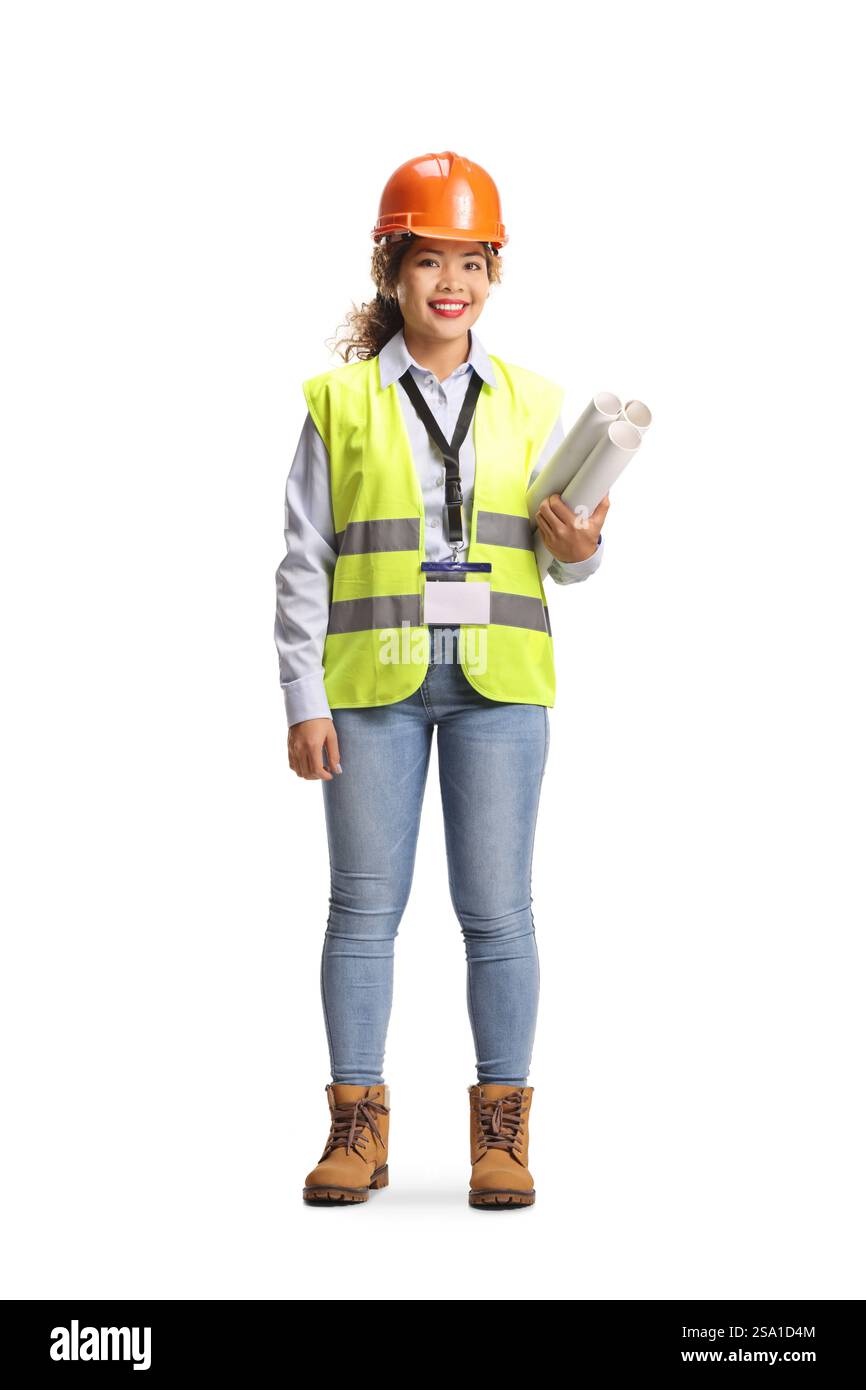 Asian engineer woman standing Cut Out Stock Images & Pictures - Alamy