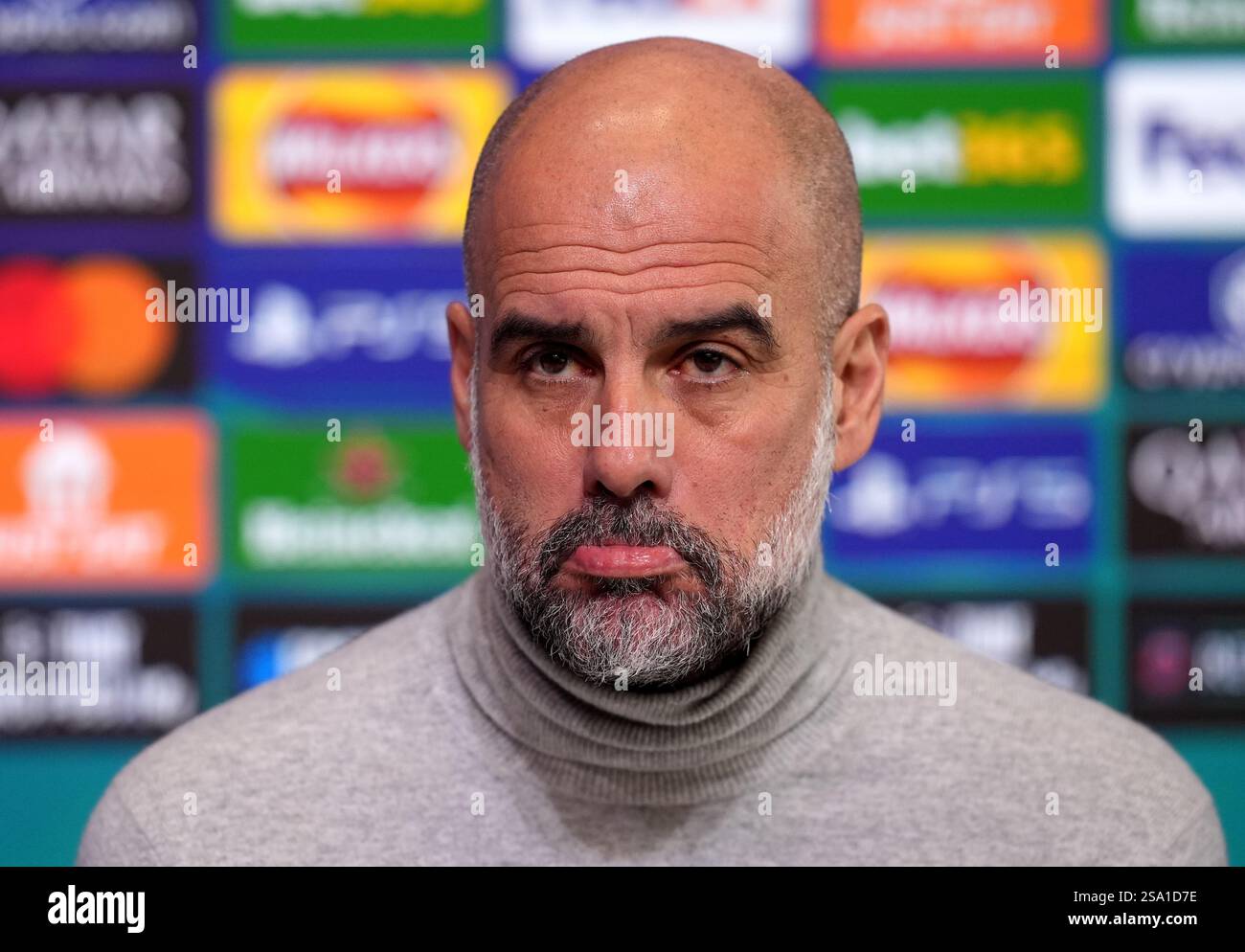 Manchester City manager Pep Guardiola during a press conference at the ...