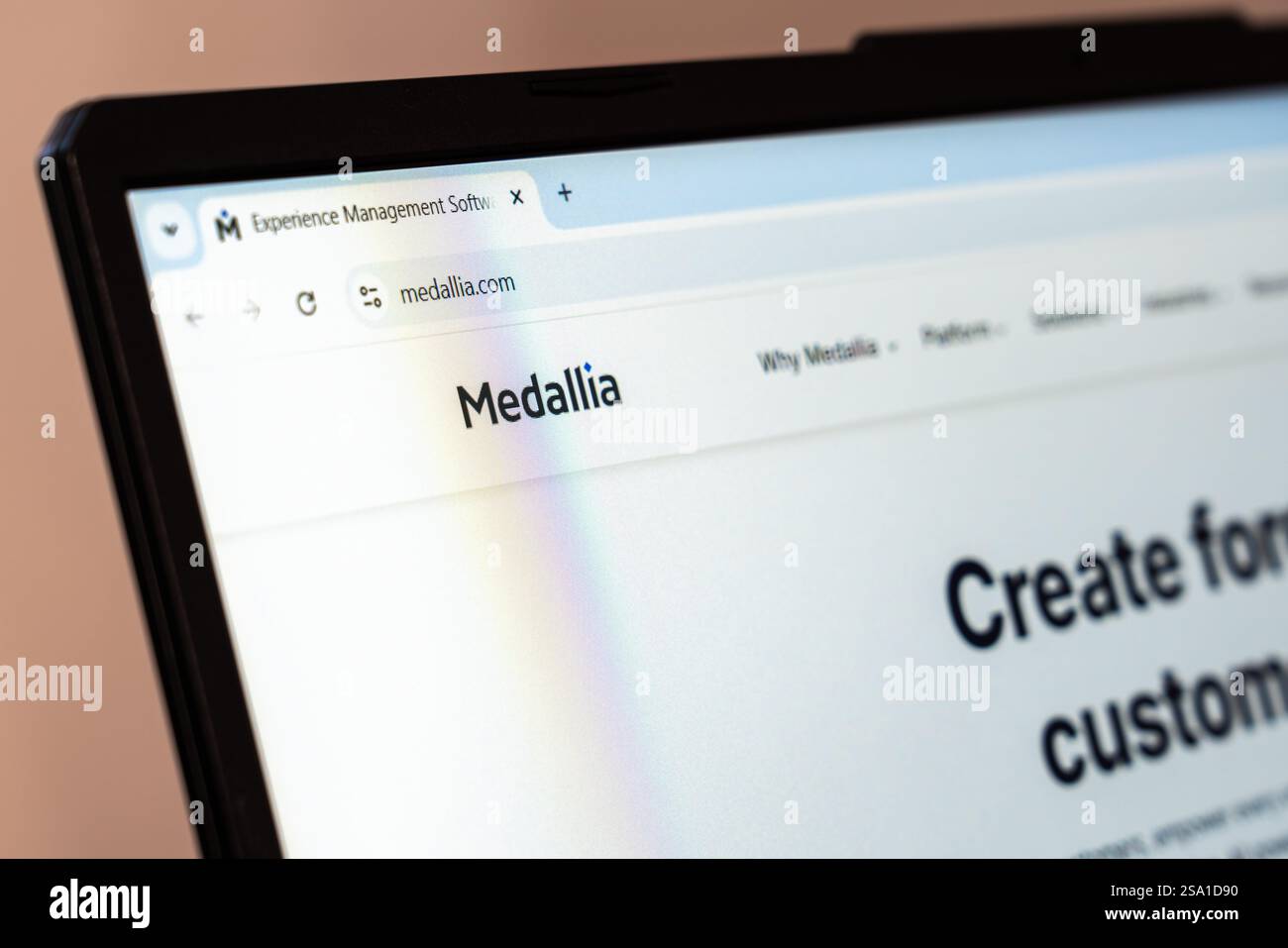 New York, USA - January 26, 2025: Medallia website homepage displaying ...