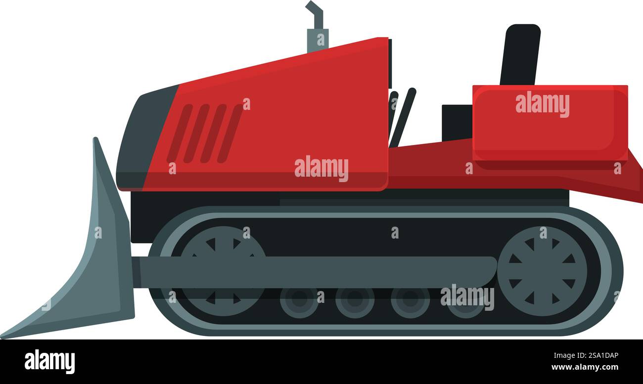 Red crawler icon cartoon vector. Construction vehicle. Crane equipment ...