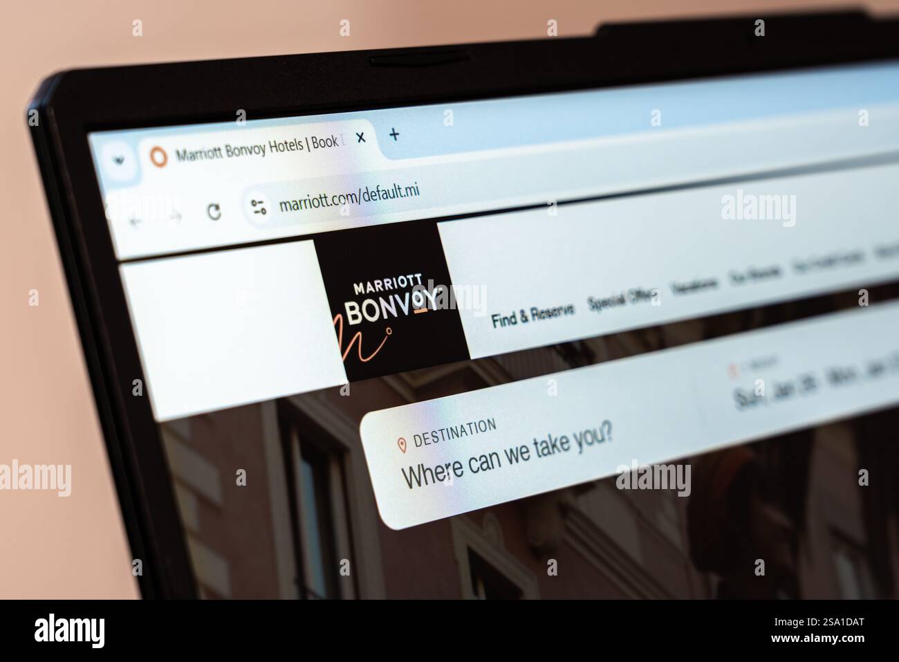 New York, USA - January 26, 2025: Marriott Bonvoy website homepage ...