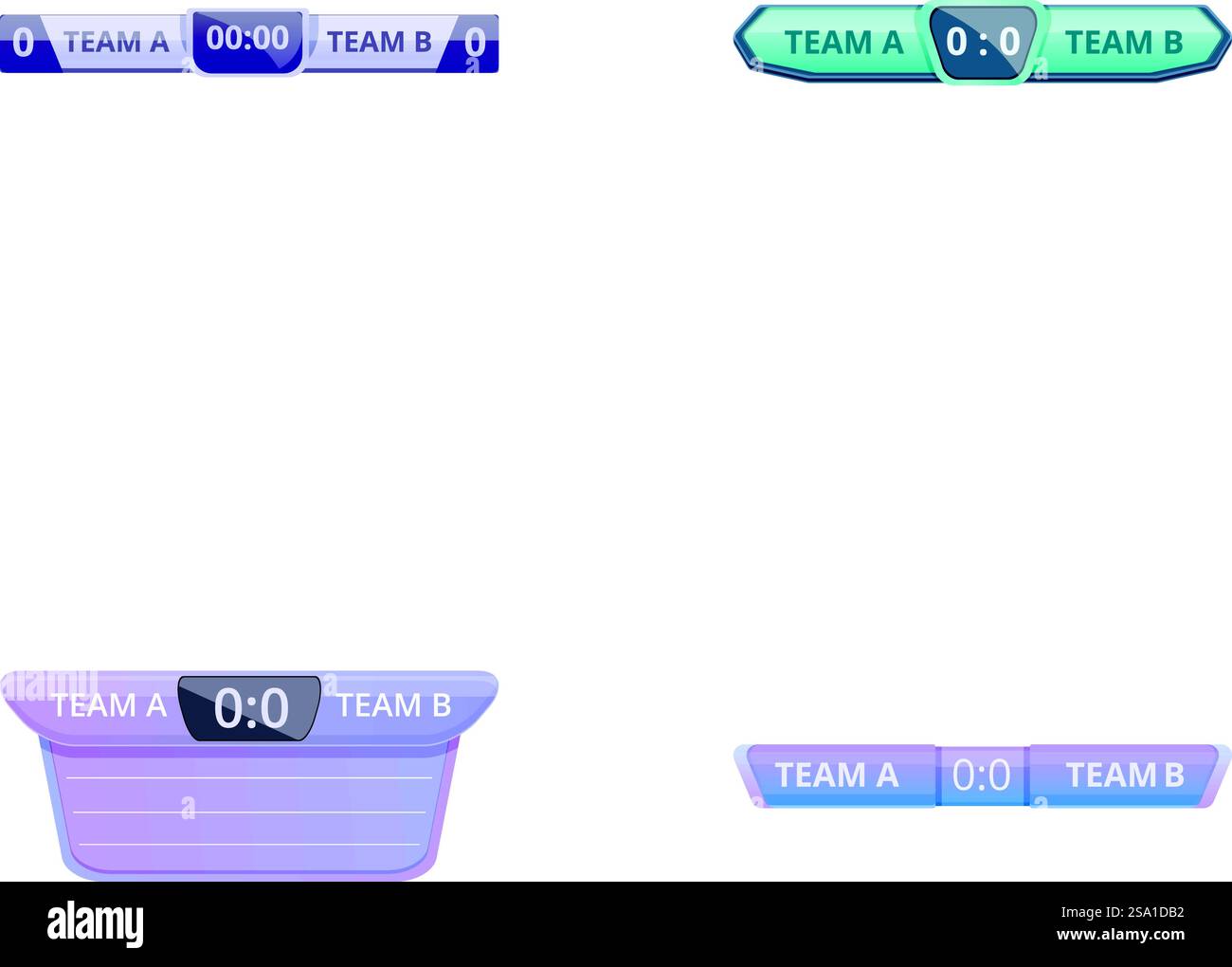 Electronic scoreboard icons set cartoon vector. Scoreboard with result ...