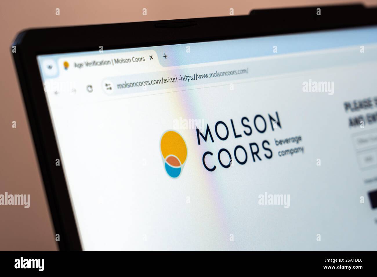 New York, USA - January 26, 2025: Molson Coors website homepage ...