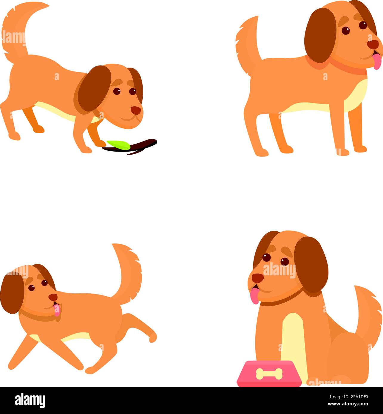 Cartoon dog icons set cartoon vector. Cute domestic dog. Human friend ...