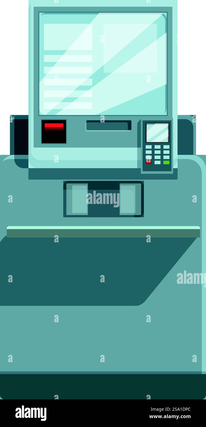 Cashier monitor icon cartoon vector. Self service point. Monitor machine. Cashier monitor icon ...
