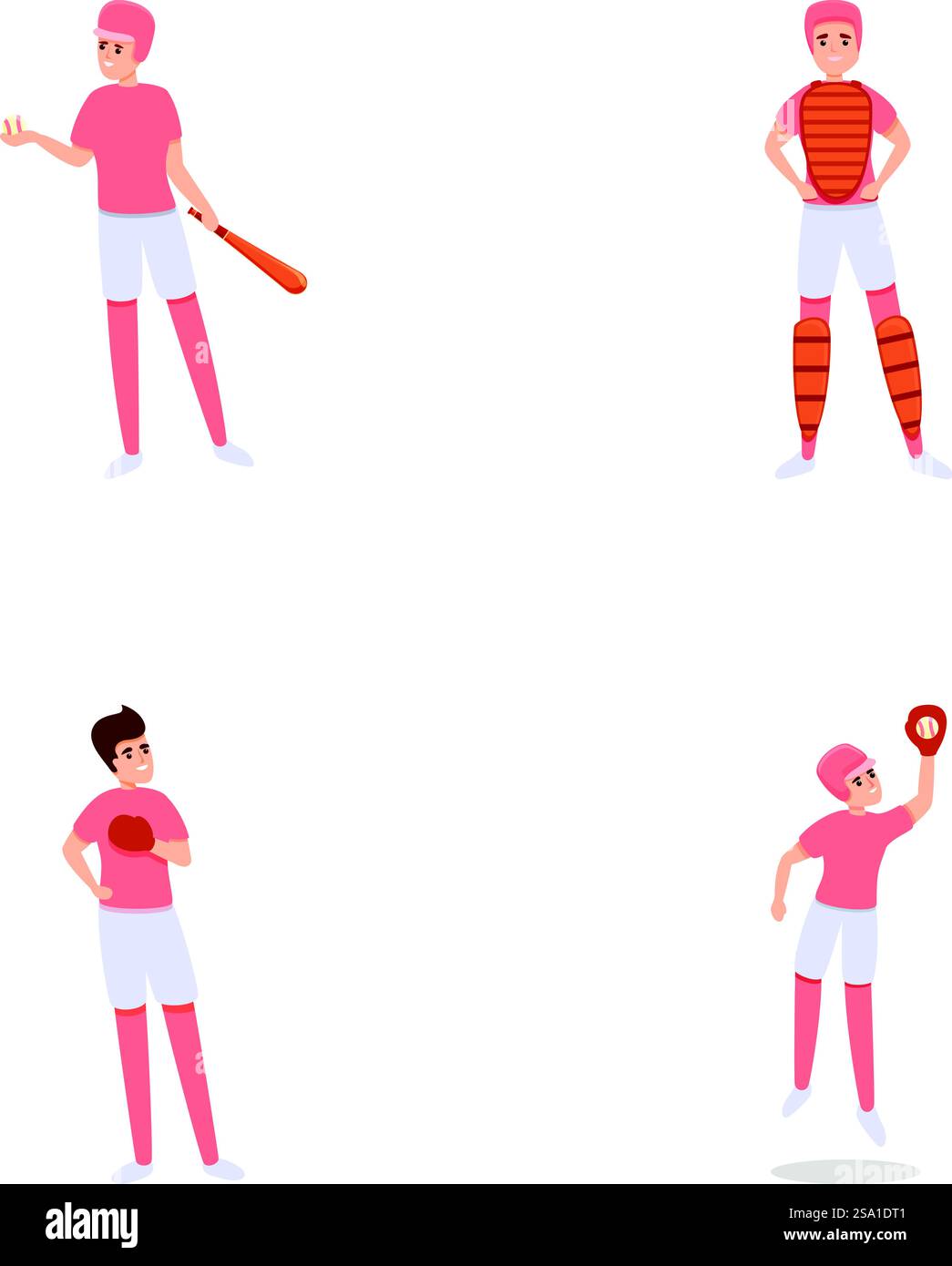 Baseball player icons set cartoon vector. Various action of baseball ...