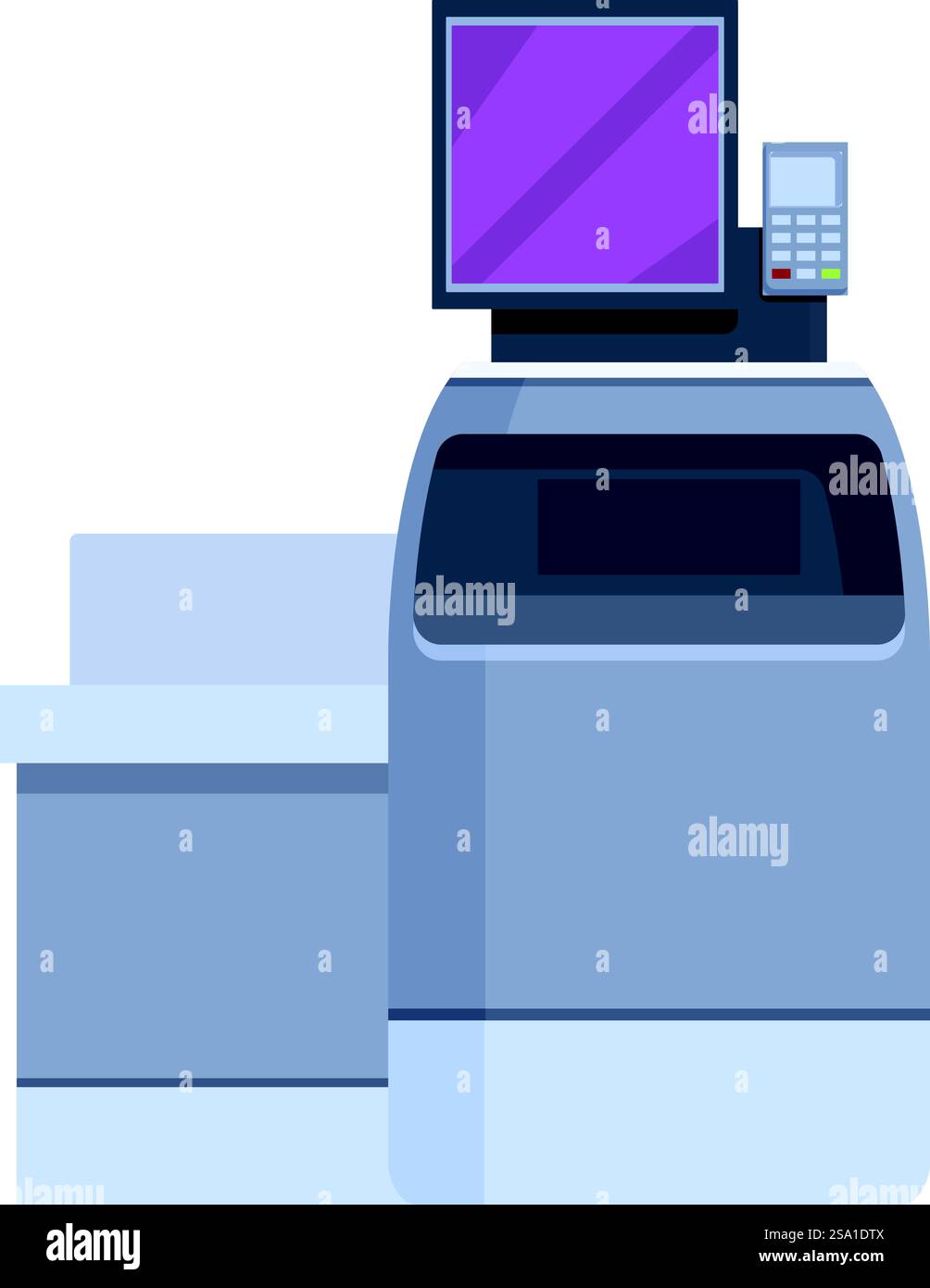 Self service checkout icon cartoon vector. Scan cash. Monitor touch. Self service checkout icon ...