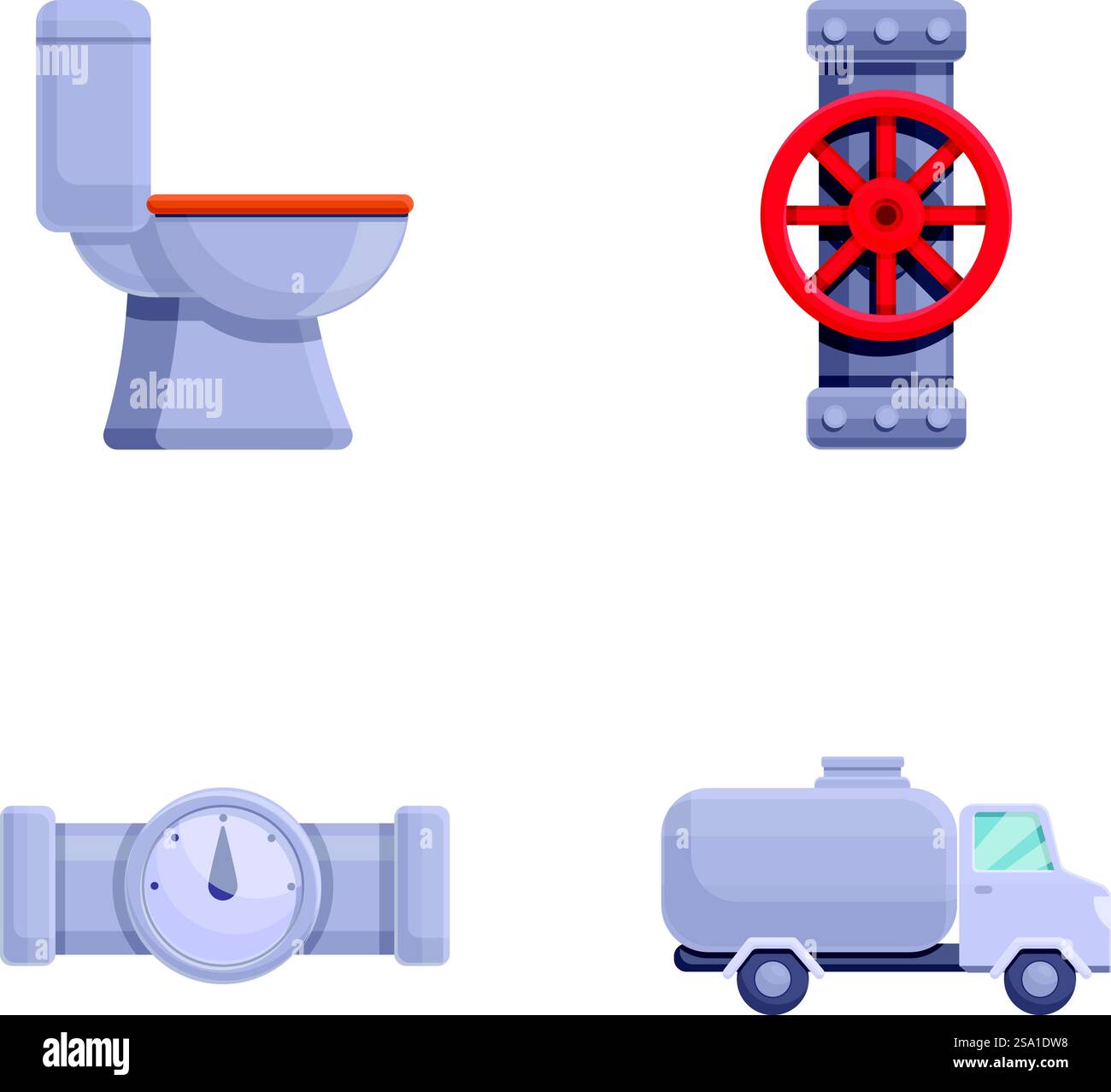 Sanitary service icons set cartoon vector. Plumbing equipment and ...