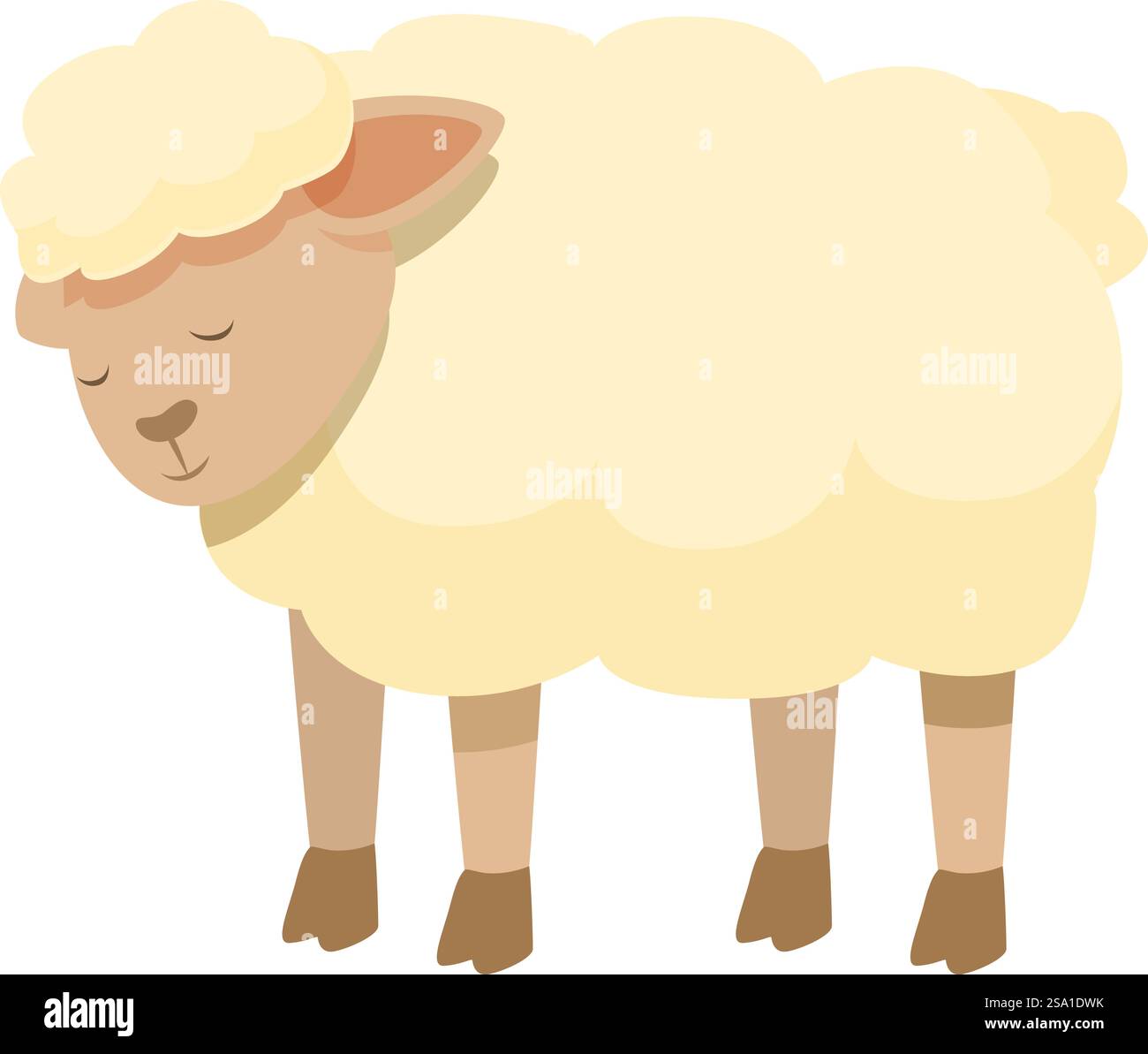 Tired farm lamb icon cartoon vector. Cute white sheep. Little funny ...