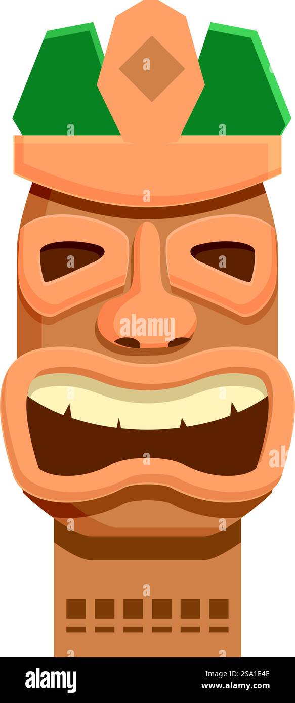 Statue totem altar icon cartoon vector. Maya ancient. Angry wood face ...