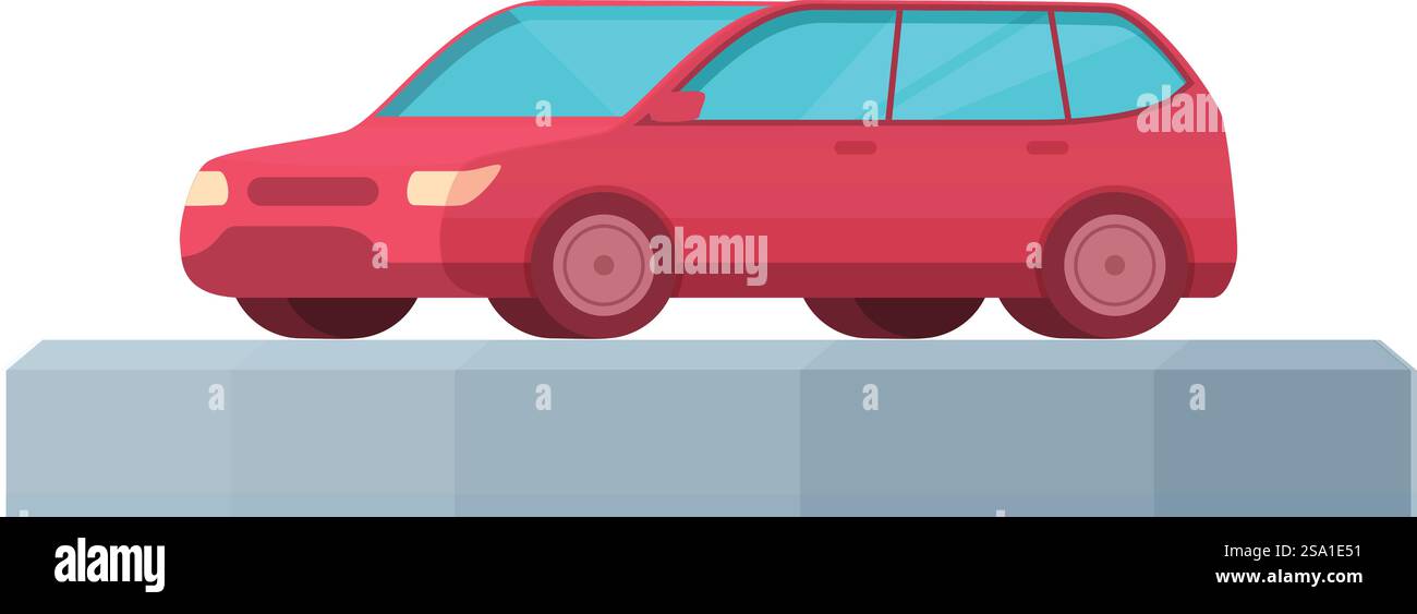 Red car showroom icon cartoon vector. Rent location. Vehicle road ...