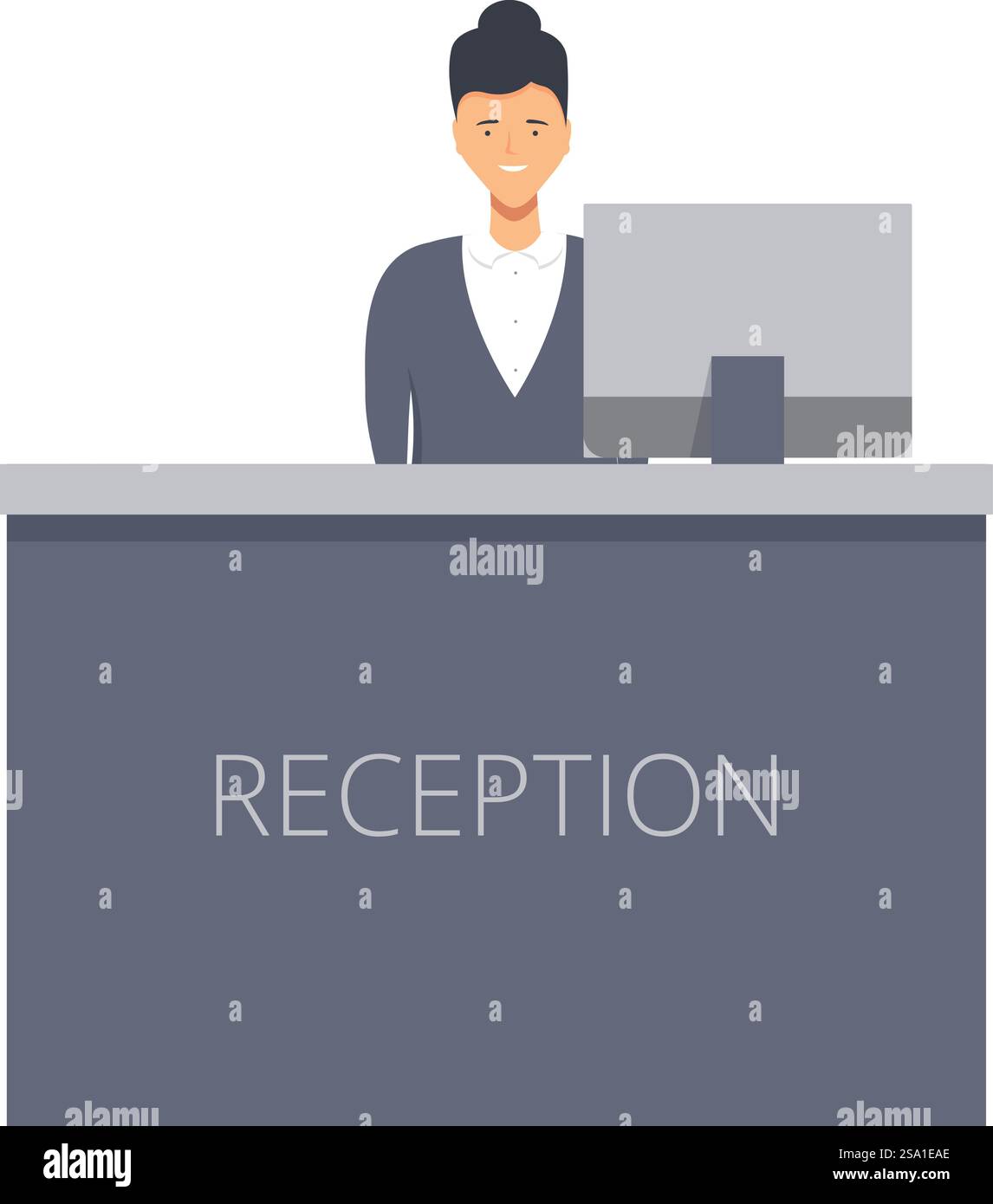 Reception intro desk icon cartoon vector. Support help. Lobby adult ...