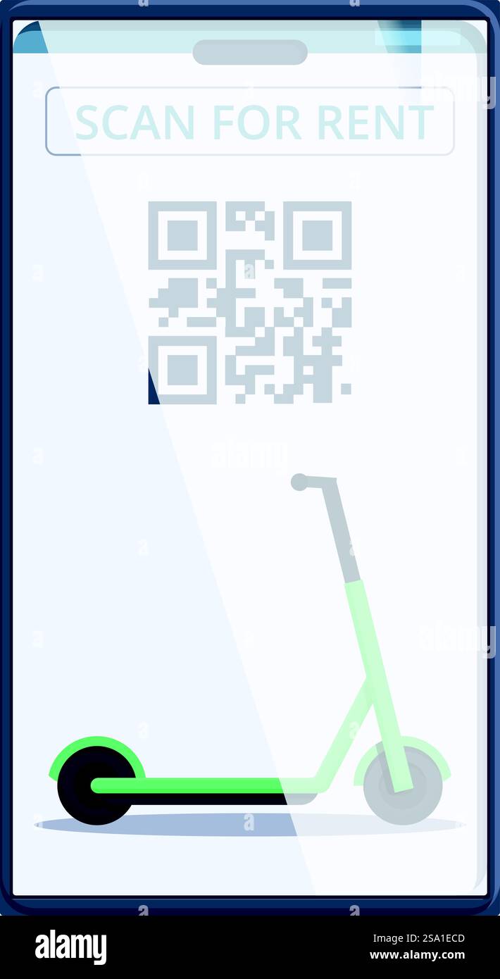 Scan for rent icon cartoon vector. Online qr code. Modern vehicle. Scan ...