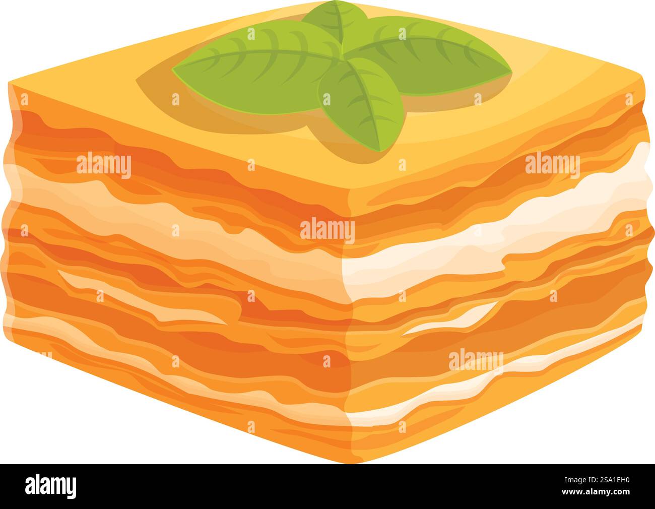 Mint leaf cake icon cartoon vector. Napoleon dessert. Bakery sweet ...