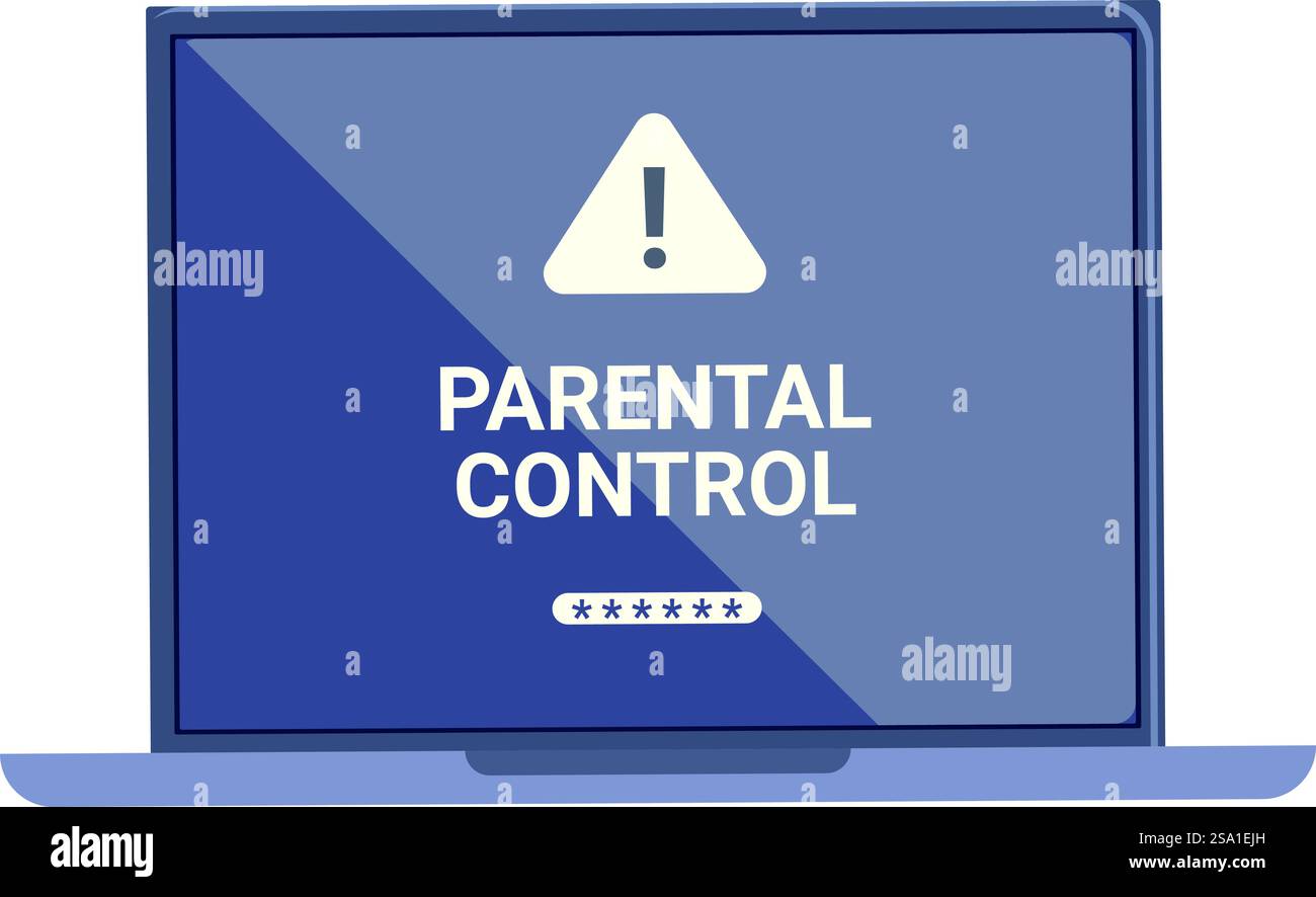 Attention parental control icon cartoon vector. Cyber block. Service ...