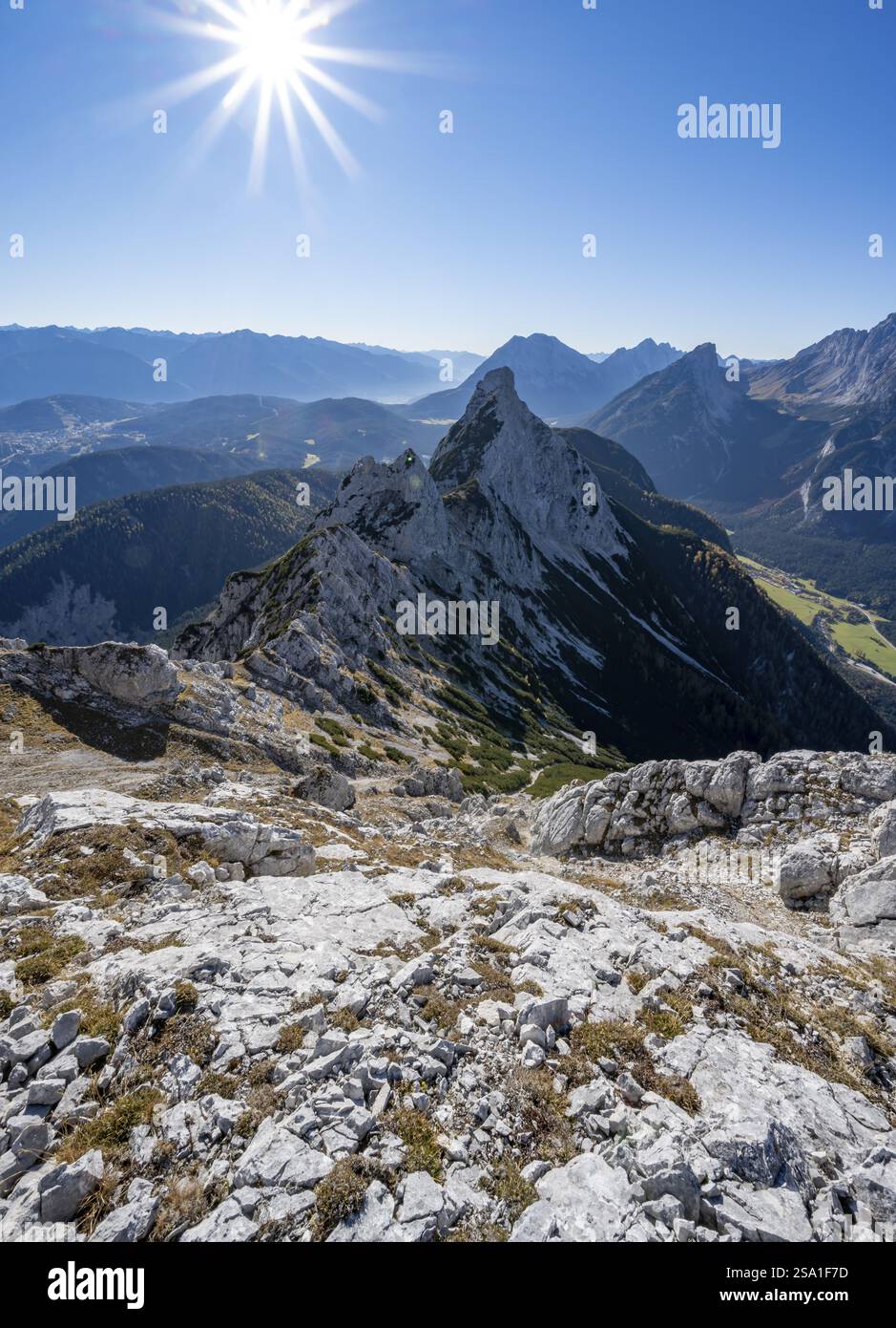 View at the summit of the Grosse Arnspitze, mountain panorama with ...