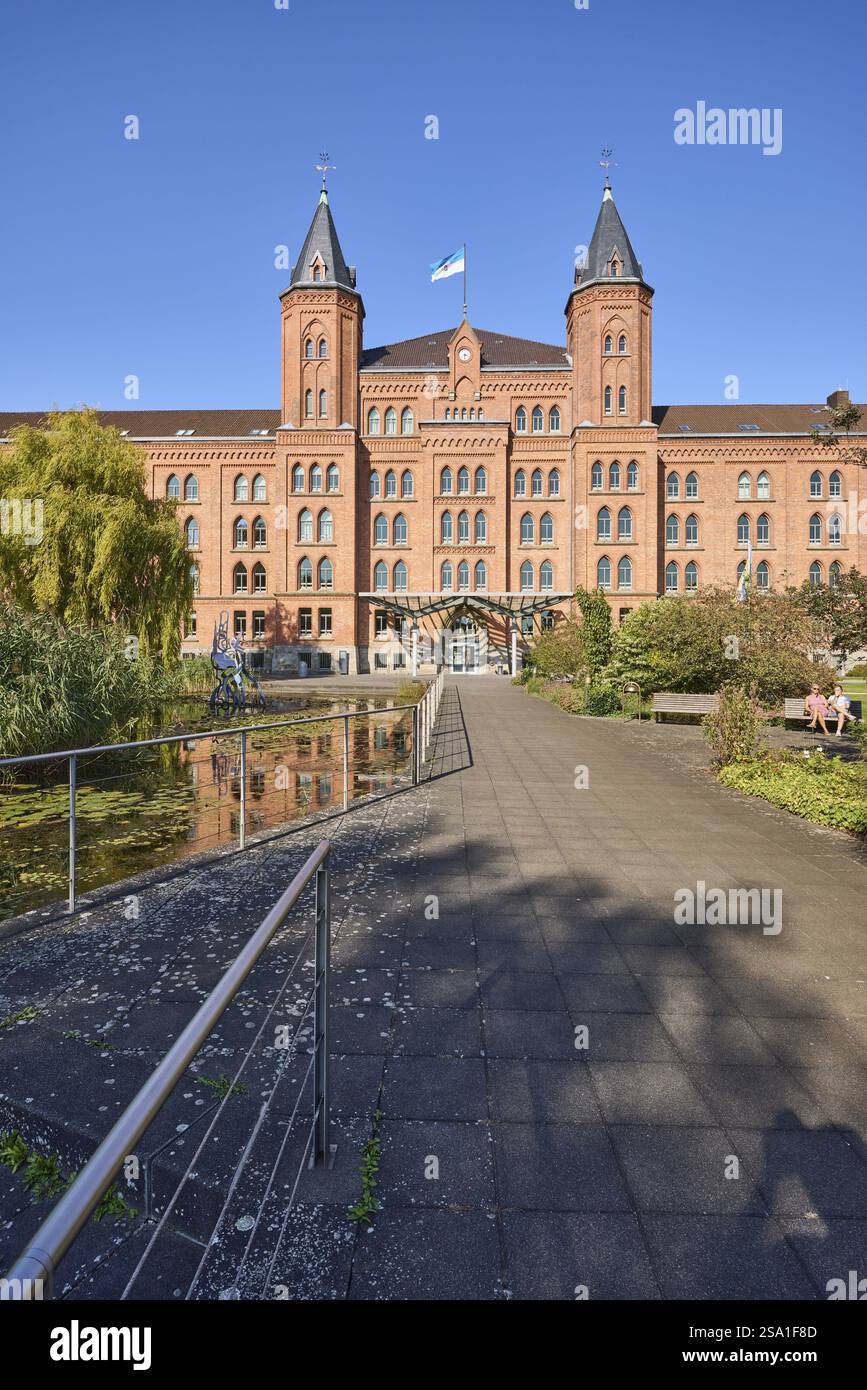 New town hall, brick architecture, architectural style neo-gothic, park ...