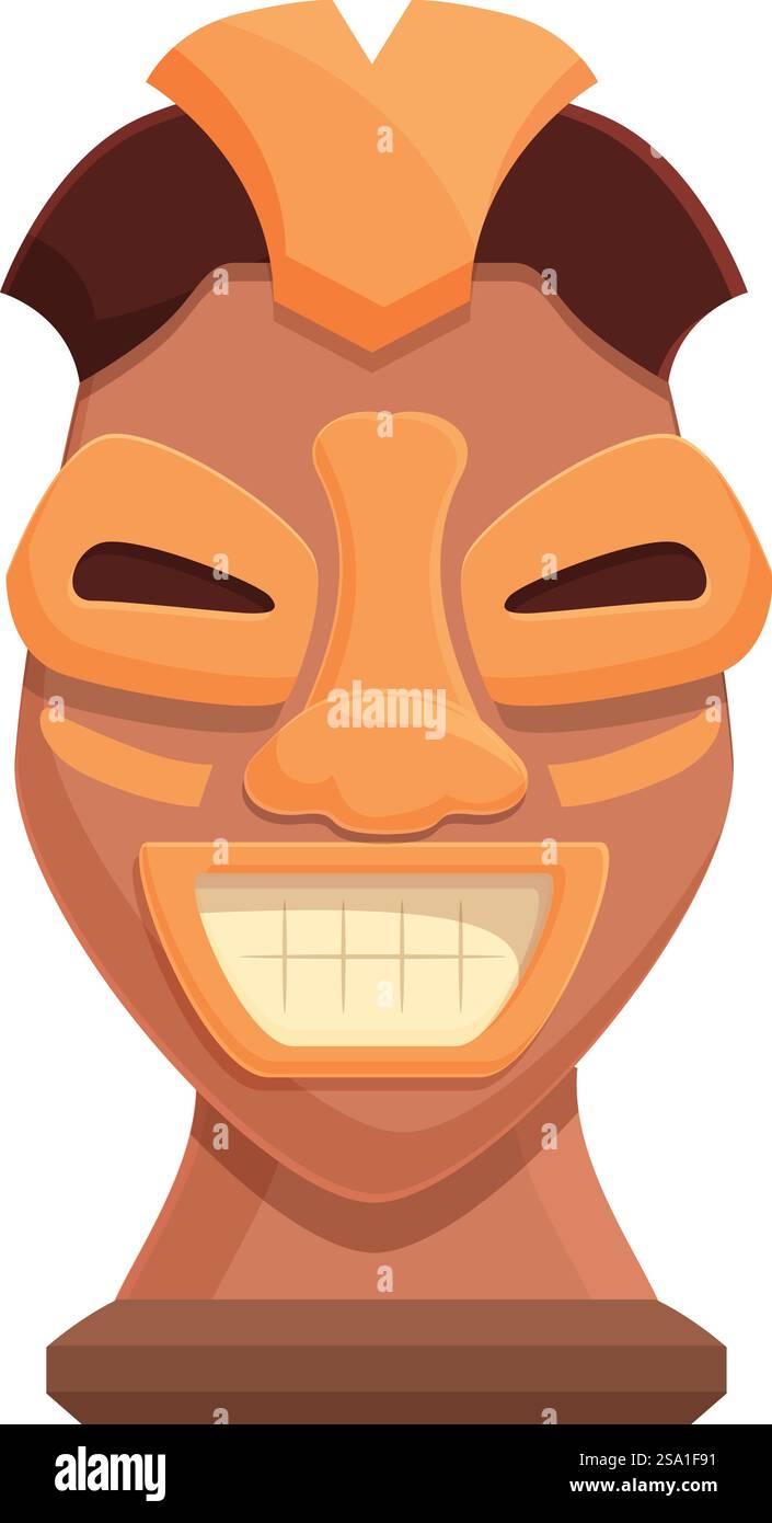 Funny totem face icon cartoon vector. Civilization culture. American ...