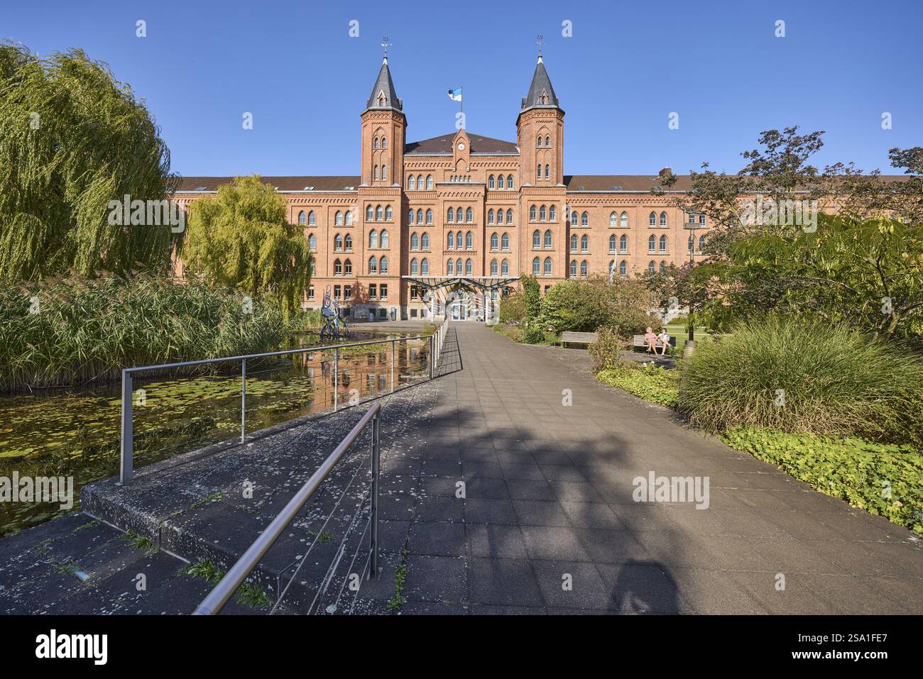 New town hall, brick architecture, architectural style neo-Gothic, park ...