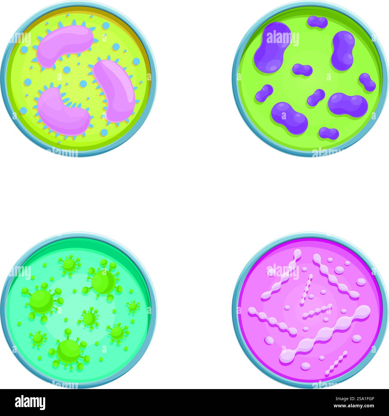 Bacteria icons set cartoon vector. Various type of bacteria, virus and ...