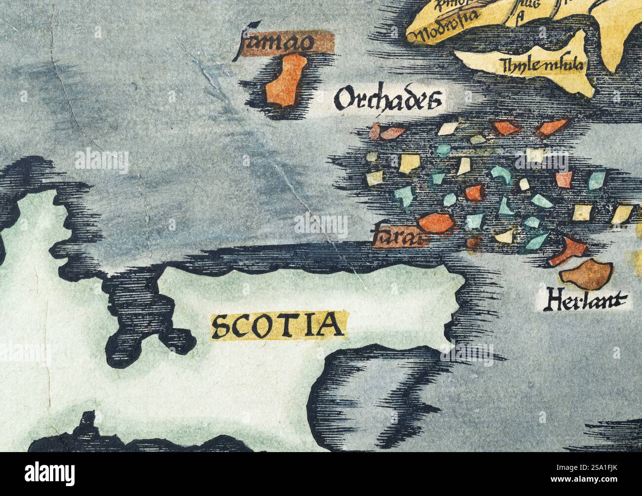 Scotland and the Faroe Islands, detail from an antique historical map ...