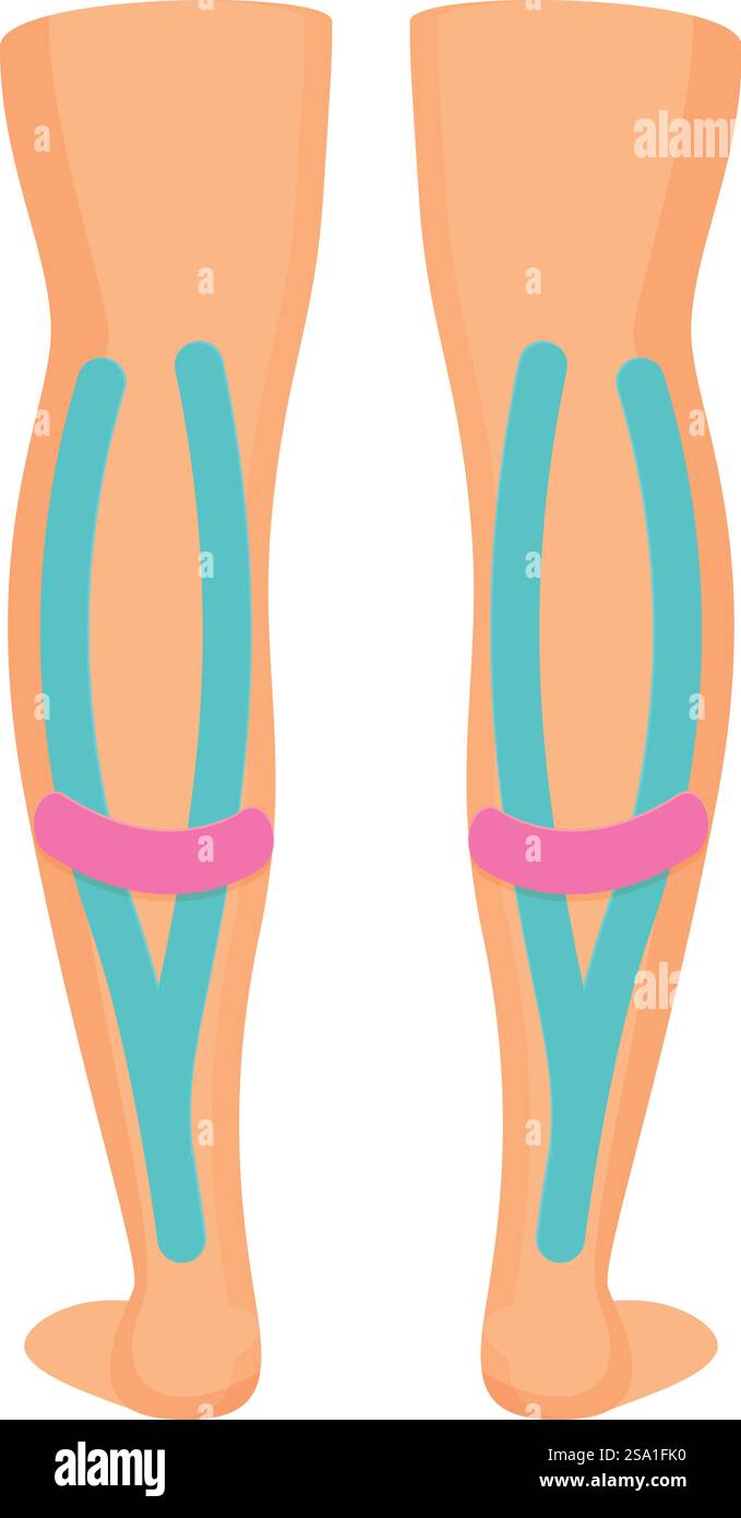 Legs kinesio tape icon cartoon vector. Medical support. Elastic bandage ...