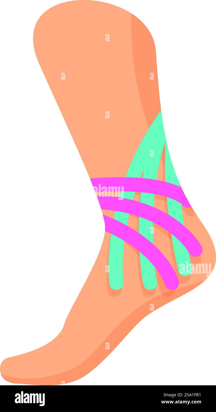Foot kinesio tape icon cartoon vector. Muscle tape. Sport support. Foot ...
