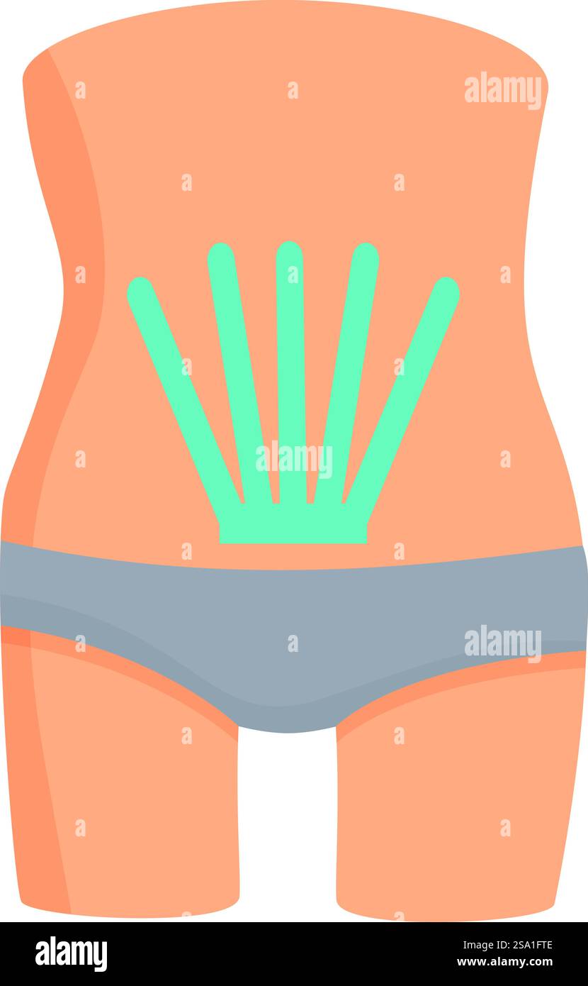 Abdomen kinesio tape icon cartoon vector. Pain health. Body medicine ...